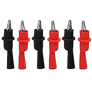 Multimeter Alligator Clips Set, 6PCS Silicone Alligator Clip Test Kit, Banana Test Lead Probe Clip, Test Extension Suitable Used in Laboratory Electric Testing Work and Cable Lead Clip