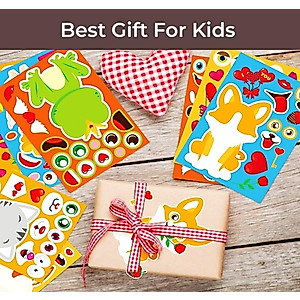 Make A Face Animal Stickers, Safari Theme Party Favors Stickers Birthday Activities Supplies Craft for Kids Toddlers, DIY Zoo Animal Stickers for Water Bottle Laptop Decal (18 Sheets Stickers)