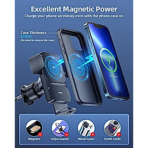 Wireless Car Charger, Baseus 15W Qi Smart Car Wireless Charger Phone Mount, Auto-Clamping Air Vent Car Charger Phone Holder Compatible with iPhone 14/13/12 Pro Max, Samsung S22/S21/S20 Ultra/S9/S8, LG
