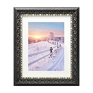 MEIGIX Home 8x10 Frame with High Definition Glass Surface, Anti-Wood Matt Frame, Display Picture 6x8 with Pad or 8x10 without Pad, for Wall or Desktop Display (Barocco Black)