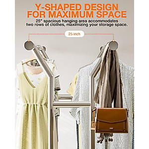 XBurmo Heavy Duty Clothing Rack - Portable Rolling Clothes Rack with Wheels, Adjustable Garment Racks for Hanging Clothes, Free Standing Metal Clothing Rack for Home, Commercial, Laundry Room, Silver