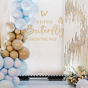 A Little Butterfly is On The Way Decal，Baby Shower Party Decal Sign，Gender Reveal Party Decorations, Arch Decor Baby Party Decorations Vinyl Stickers for Butterfly Backdrop Party Supply