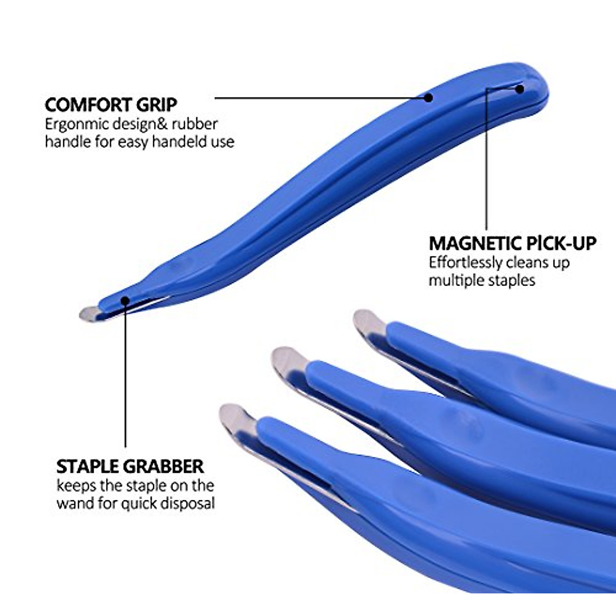 KTRIO Staple Remover Professional Magnetic Easy Staple Removers Stapler Remover Staple Remover Tool Staple Puller Remover Staple Pullers for Office, School and Home 3Pack Blue