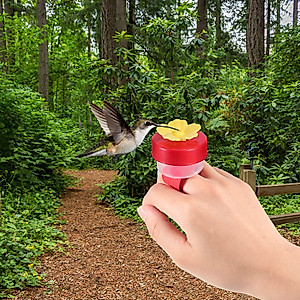 4 Pieces Hummingbird Wrist Feeder for Outdoor Hummingbird Hand Feeder Feeding Perch Hand Feed with Adjustable Strap Flower Hand Held Mini Hand Feeding Tools (Ring Style,2 Pieces)