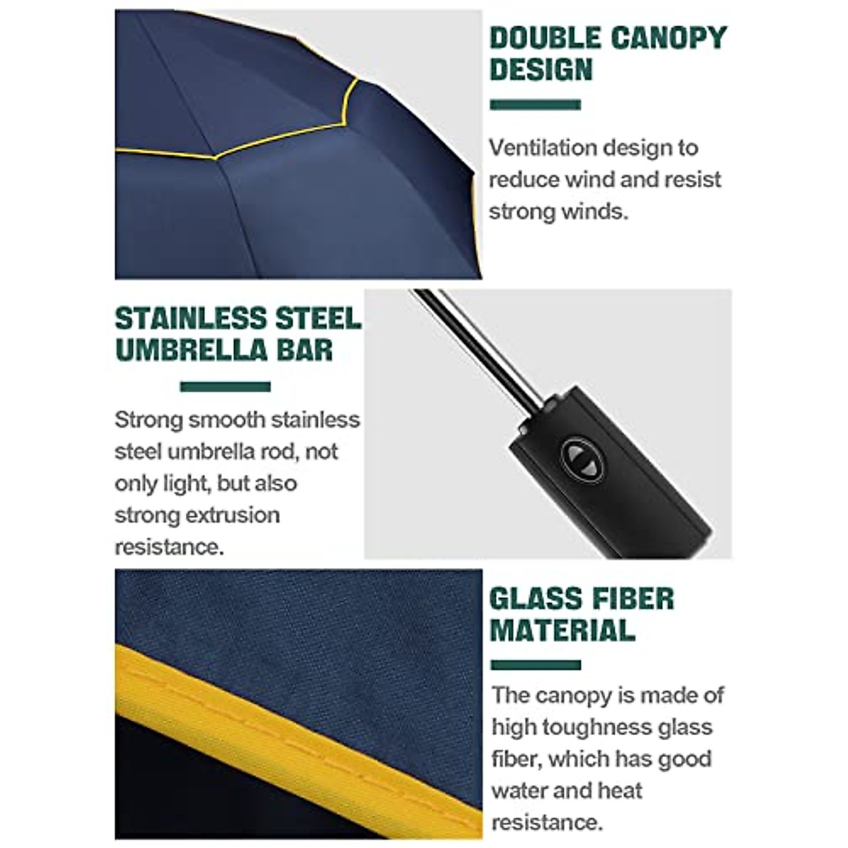 Kalolary Extra Large Golf Umbrella Automatic Open Folding Umbrella Windproof Compact Large Double Canopy Umbrella Travel Folding Umbrella Strong Oversized Rain Umbrellas for Home Family Use (Blue)