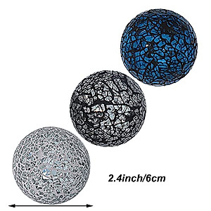 Kesywale 2.4 Inch Small Decorative Orbs Set of 6 Glass Mosaic Sphere Balls Centerpiece Glass Globe for Bowls, Vases and Dining Table Centerpieces Decor (B)
