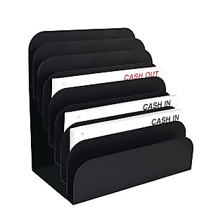 STEELMASTER by BankSuppliesâ€¯Steel Cashier Pad Rack | 8 Slot File & Desk Organizer | Paper Organizer | Black Powder Coat Finish | Scratch & Chip-Resistantâ€¯| Forms, Applications, Deposit Slips & Checks