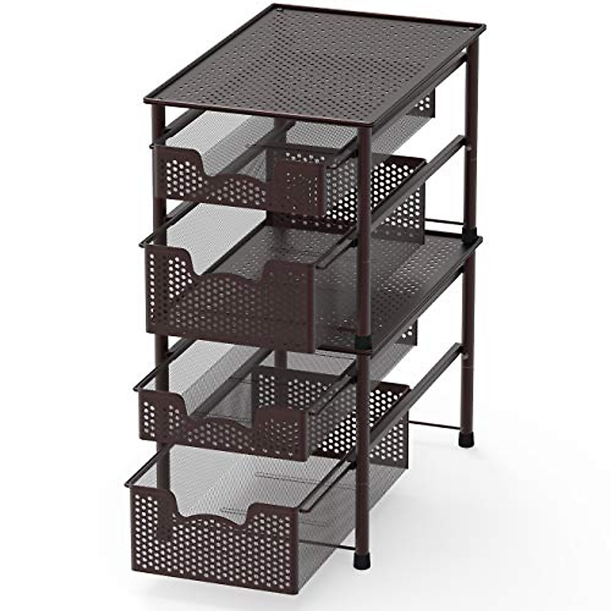 SimpleHouseware Stackable 2 Tier Sliding Basket Organizer Drawer, Bronze