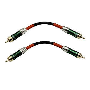 Seadream RCA to RCA Audio Cable Short 2Pack 1RCA Male to 1RCA Male Stereo Audio Cable Converter,Preamp Jumpers Male to Male Patch Cable 8 inch (Black+Green)