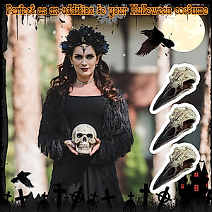 Geetery Halloween Raven Skull Figurine Scavenger Gothic Crow Hanging Wall Sculpture Resin Raven Skull Statue for Home Faux Bird Bone Jewelry Necklace Decor(2.36 Inch,4 Pcs)