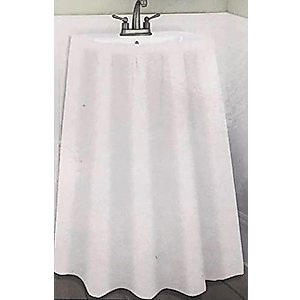 Better Home Mosaic Fabric Sink Skirt, Self Stick, Water Repellent, White
