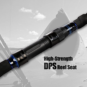 Fiblink Surf Spinning Fishing Rod 2-Piece & 3-Piece & 4-Piece Carbon Fiber Travel Fishing Rod with Noctilucent Tips (12' - 2Pcs - Blue)