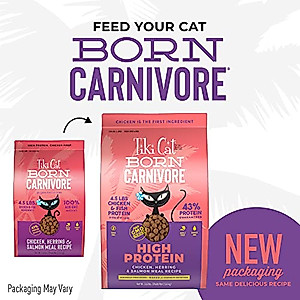 Tiki Cat Born Carnivore High Protein, Chicken, Herring & Salmon Meal, Grain-Free Baked Kibble to Maximize Nutrients, Dry Cat Food, 5.6 lbs. Bag
