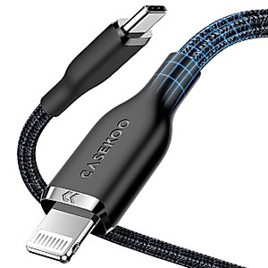 CASEKOO 2023 Upgrade [Fastest and Safest Charging] [Never Break] Apple MFi Certified iPhone Charger Cord 6 FT, Nylon Braid USB C Cable Lightning Cable for iPhone 14/13/12 Pro Max
