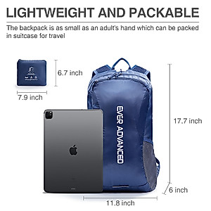 EVER ADVANCED 20L Lightweight Packable Hiking Backpack, Small Travel Water Resistant Collapsible Daypack for Men Women Camping Outdoor Black
