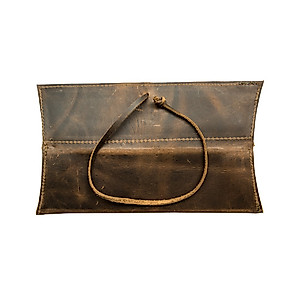 Hide & Drink, Rustic Leather Pencil Case (Small Personal Items) Artist Carpenter Slim Roll Handmade :: Bourbon Brown