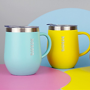BJPKPK 2 pcs Insulated Coffee Mug, 12 oz Stainless Steel Insulated Coffee Tumbler with Lid for Hot Drinks & Cold Drinks- Turquoise