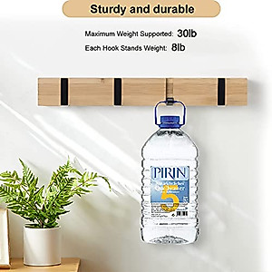 Uwchuan Coat Hooks Wall Mounted, Wooden Bamboo Wall Hooks with 4 Standard Retractable Hooks, Space-Saving Hat Key Hook Rack for Entryway, Hallway, Bathroom, Living Room, Bedroom (Wooden)