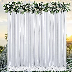 Romolive White Backdrop Curtain 10ftx10ft Polyester Backdrop Fabric White Curtains for Party Events Birthday Bridal Shower Backdrop Curtain