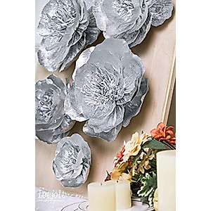 Letjolt Artificial Paper Flower Decorations for Wall Wedding Backdrop Birthday Party Baby Shower Bridal Shower Nursery Wall Decor(Silver Set 6)