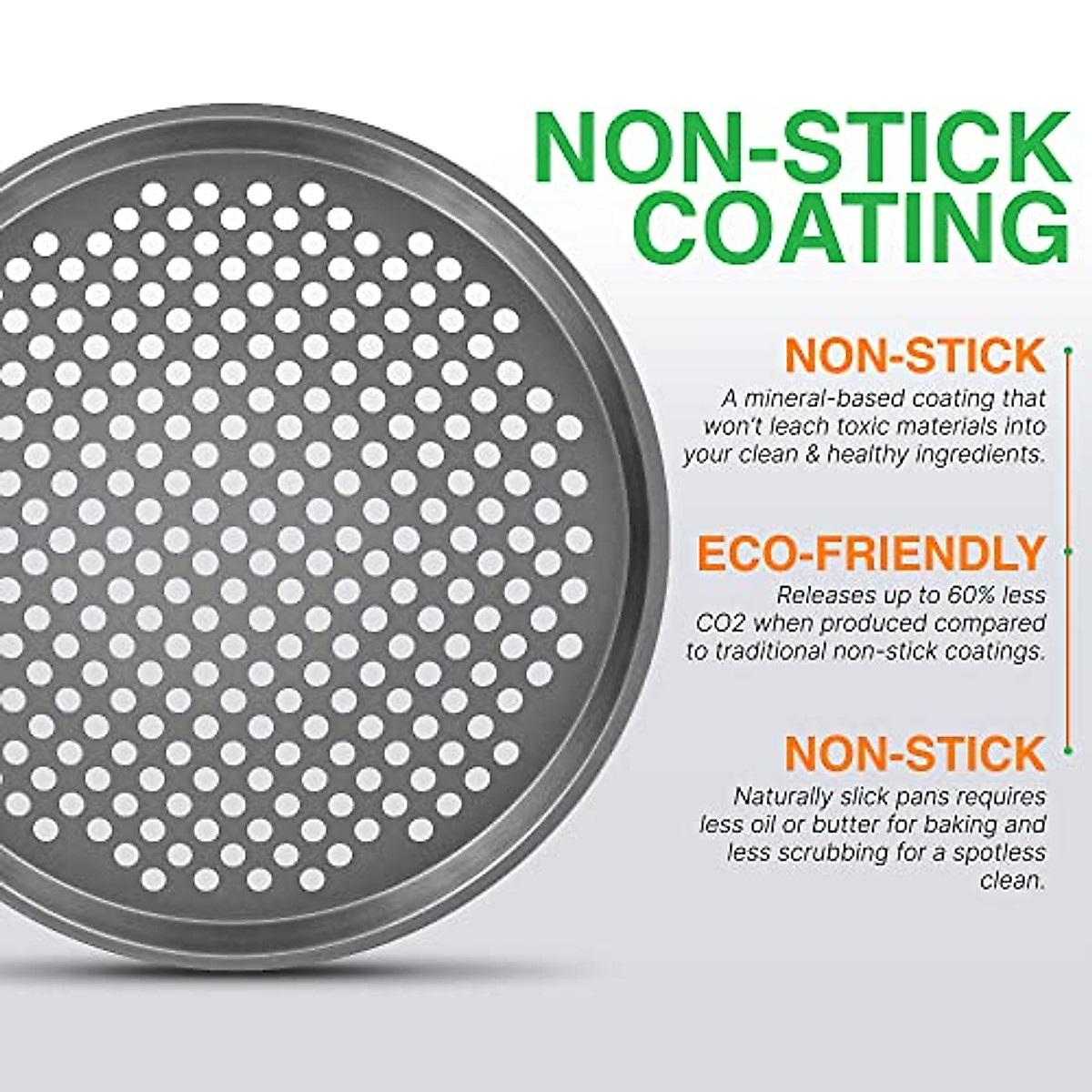 NutriChef 12.8 Inch Nonstick Pizza Pan for Oven - Carbon Steel Pizza Baking Tray with Airflow Holes - Premium Bakeware for Fresh & Frozen Pizza, Dishwasher Safe - Gray