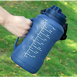 JP Concepts Water Bottle Fitness Collapsible, Folding 2 Liter Silicone BPA Free Space Saving Leakproof Built in Straw All Day Drinking Reminder with Motivation