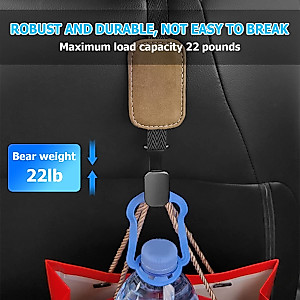 AUCELI Car Seat Headrest Suede Hook, 2 Pack Auto Seat Back Hooks, Suede Storage Organizer with Metal Hanger, Vehicle Backseat Hangers, Creative Interior Accessories for Hanging Grocery Purse (Camel)