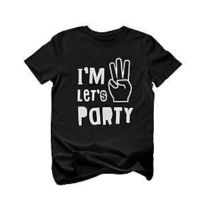 I'm Three 3rd Birthday Shirt Gifts for 3 Year Old Boy Girl Toddler Kids T-Shirt 3T Black