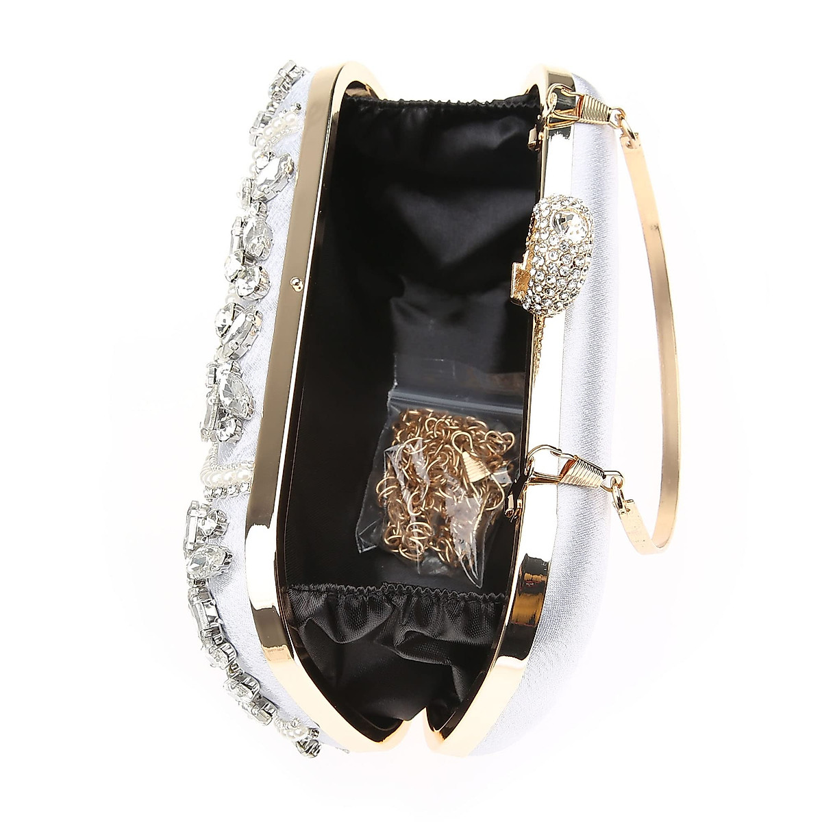 DA BODAN Womens Sparkly Rhinestone Crystal Clutch Bag Glitter Sequin Bridal Purse Evening Handbag for Wedding Party Prom