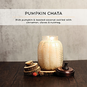 A Cheerful Giver 26 oz Pumpkin Jar Scented Candle - Pumpkin Chata - Single Wick 130 Hour Burn Time - Fall Home Candle Décor