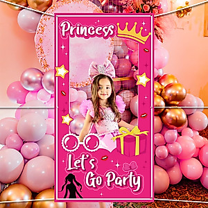 Hot Pink Girls Photo Booth Prop, 76x40 Inch Pink Photo Booth Box Princess Photo Booth Prop Let's Go Party for Bridal Shower Bachelorette Party Pink Girls Birthday Decorations
