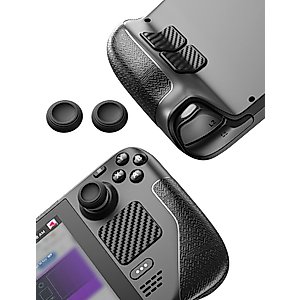 JSAUX Skin Stickers Set Compatible for Steam Deck/Steam Deck OLED, Steam Deck Anti-Slip Grip Stickers, Steam Deck Touchpad Protector, Steam Deck Thumb Grip Caps, Touch Front & Back Protector Set