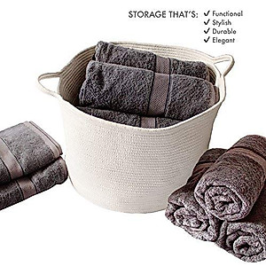 Cotton Rope Storage Baskets 23.6"x17.7"x13.8'' Extra Large Boho Blanket Basket Living Room Woven Toy Storage Bin for Blankets Tall Laundry Hamper Baby Nursery Hampers