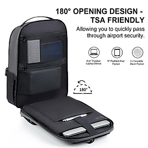 Hanke Carry on Backpack Toiletry Travel Laptop Backpack for Men & Women, Durable Rucksack Weekender Bag Daypack(Mineral Grey)