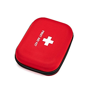 Jipemtra First Aid Hard Case Empty, First Aid Hard Case First Aid EVA Hard Red Medical Bag for Home Health First Emergency Responder Camping Outdoors (6.8x5.3x2.2 Round)