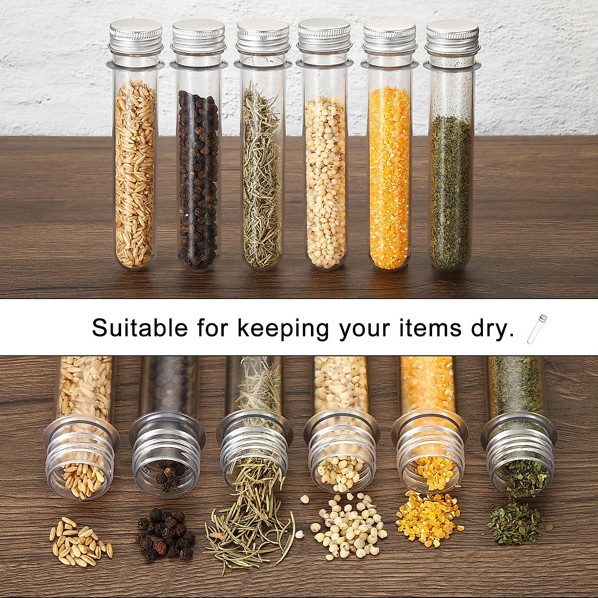 PATIKIL 200Pcs 45ml Plastic Test Tube with Screw Caps, 140x25mm Tubes Aluminum Lid, for Scientific Experiments Party Decoration Candy Bead Storage Bath Salt