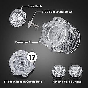 LavishStream Shower Knob Replacement for Phoenix Mobile Home Tub Knobs Replacements Hot and Cold Shower Knobs 2 Piece with 17pt Spline Point Broach Center Hole, Clear Acrylic