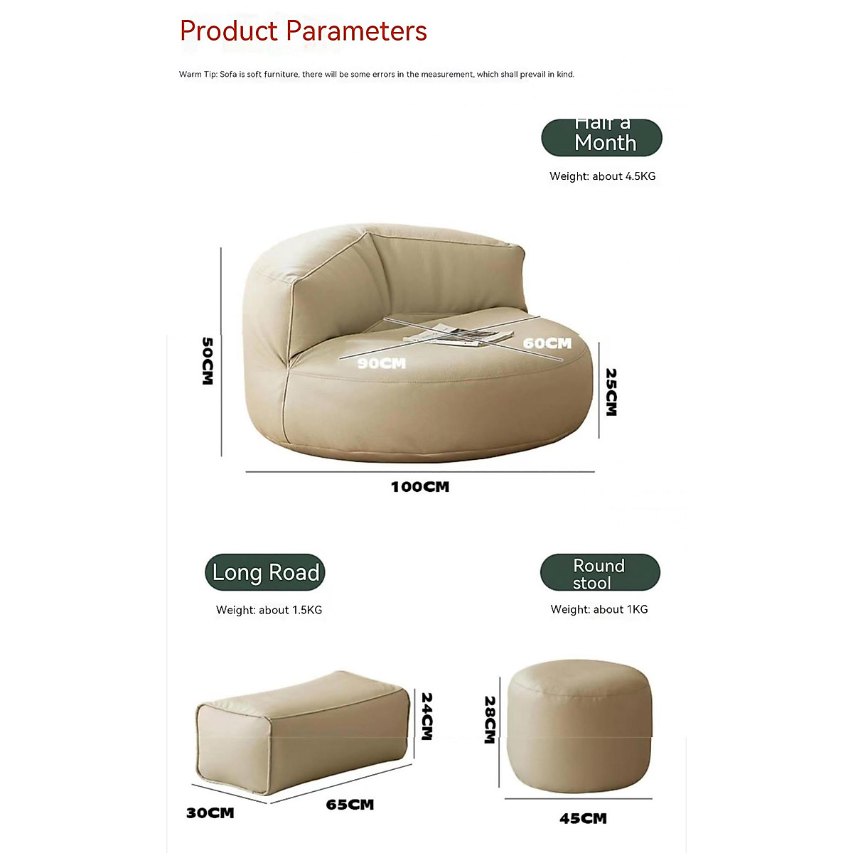 Curved Leather Sofa - Luxurious and Stylish | Suitable for Any Living Space (A,Sofa)