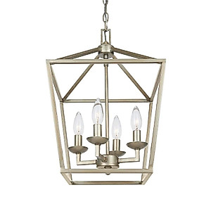 Home Decorators Collection Weyburn 4-Light Antique Silver Leaf Caged Chandelier
