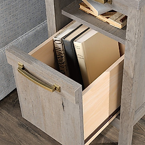 Sauder Cannery Bridge Narrow Side, Nightstand, End Table, L: 14.37" x W: 22.44" x H: 25.83", Mystic Oak