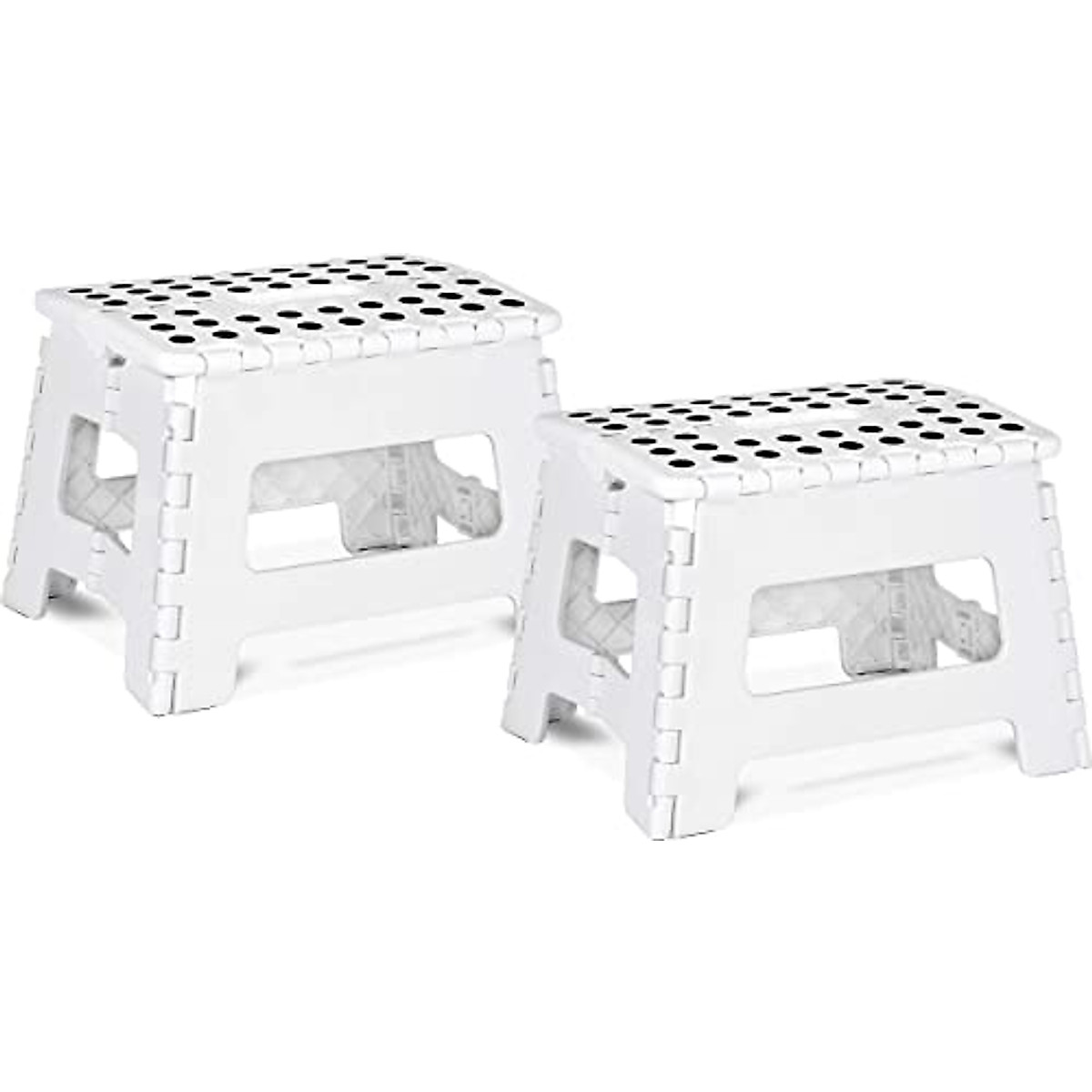 Utopia Home Folding Step Stool - (Pack of 2) Foot Stool with 9 Inch Height - Holds Up to 300 lbs - Lightweight Plastic Foldable Step Stool for Kitchen, Bathroom & Living Room (White)