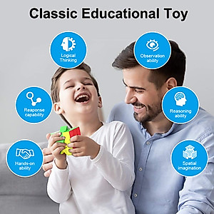 Roxenda Speed Cube Set, Speed Cube Bundle of 2x2 3x3 4x4 and Pyramid Cube Smoothly Stickerless Magic Cubes Collection for Kids Teens & Adults [4 Pack] (Stickerless)