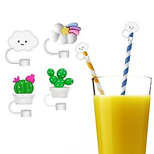 4pcs Straw Tips Cover Straw Covers Cap for Reusable Straws Cloud Shape Straw Protector, Silicone Straw Plugs Reusable Cloud Shape Straw Protector-6-8mm (4pcs)