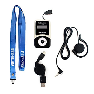 Retekess T131 Wireless Tour Guide System Receiver with 3.5mm One-Side Earphone, 99 Channels, Audio Translation System for Church School Training Court Factory (Use with T130 Transmitter)