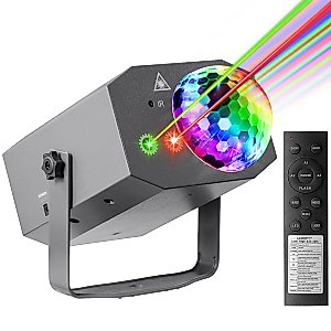 Dj Party Disco Ball Lights with Pattern and Sound Activated, 10 ft USB Cable, Laucnpty LED Stage Strobe Light That Sync with Music, Christmas Rave/Home Karaoke/Dance/Club Bar Lights for Parties