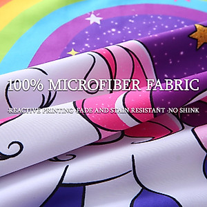 JQinHome Unicorn Twin Bedding Sets for Girls Kids,6 Piece Bed in A Bag 3D Purple Rainbow Theme Unicorn Comforter Set with Sheet Set(Rainbow)