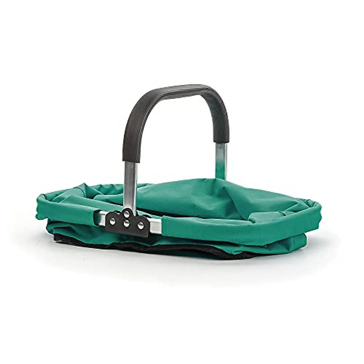 RSVP International Collapsible Market Basket Aluminum Frame, Large Zip Side Pocket, 17x11x18", Turquoise