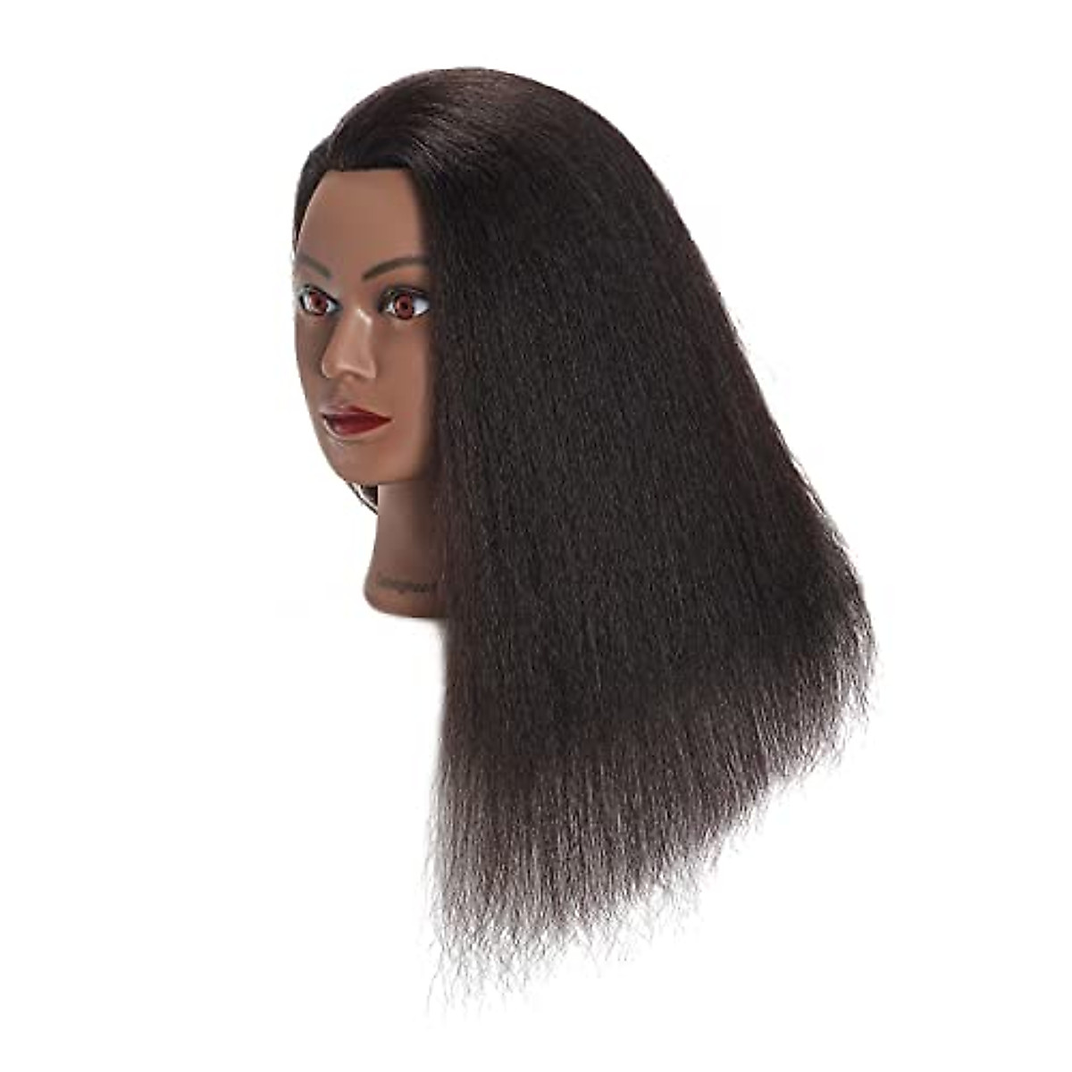 Traininghead 100% Real Hair Mannequin Head Training Head Cosmetology Doll Head Manikin Practice Head Hairdresser With Free Clamp Holder Female (Black Hair A)