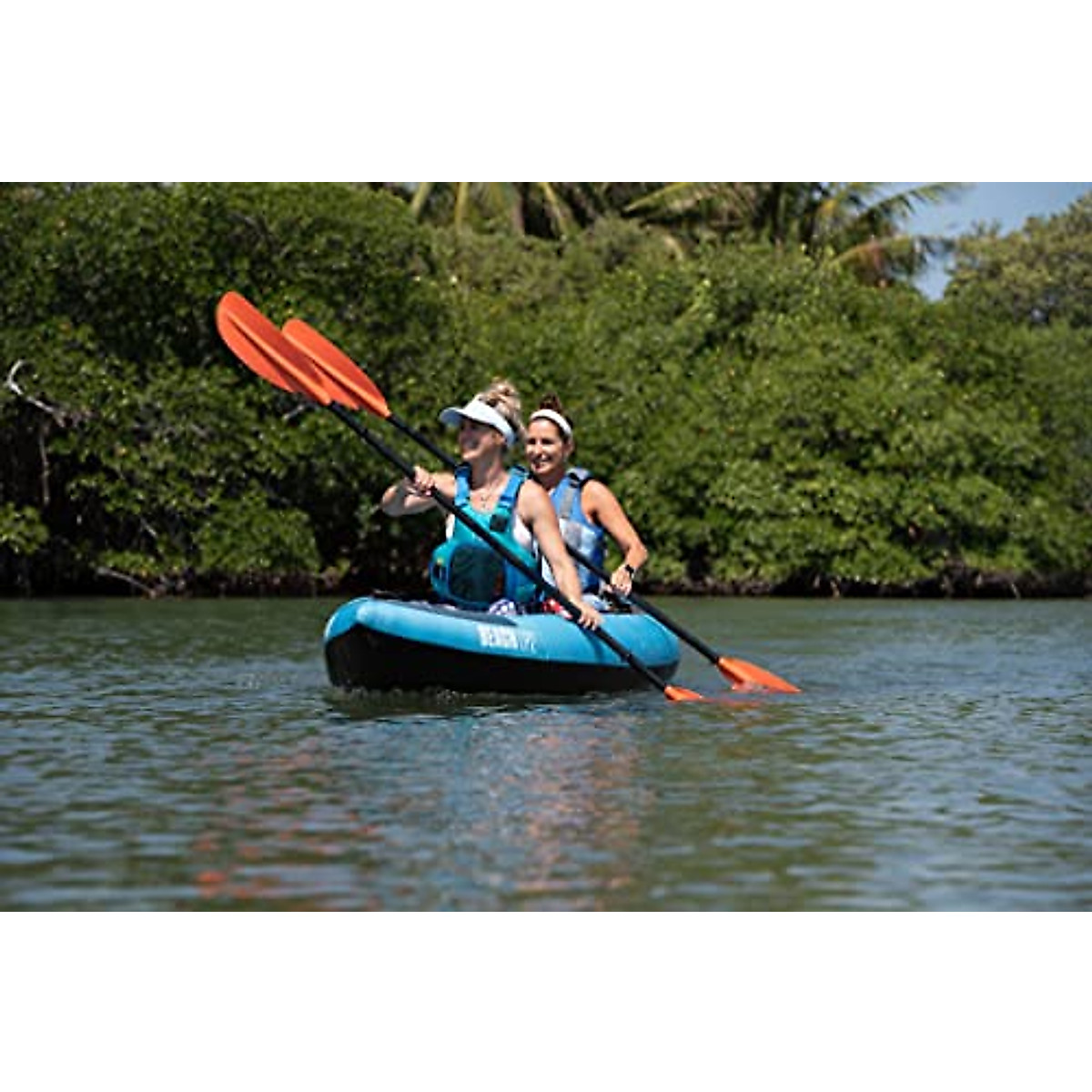 TAHE Beach LP2 Premium Inflatable 2 Person Kayak Complete Package Including Kayak, Seats (2), Paddles (2), Pump and Travel/Storage Bag, Blue (107255)