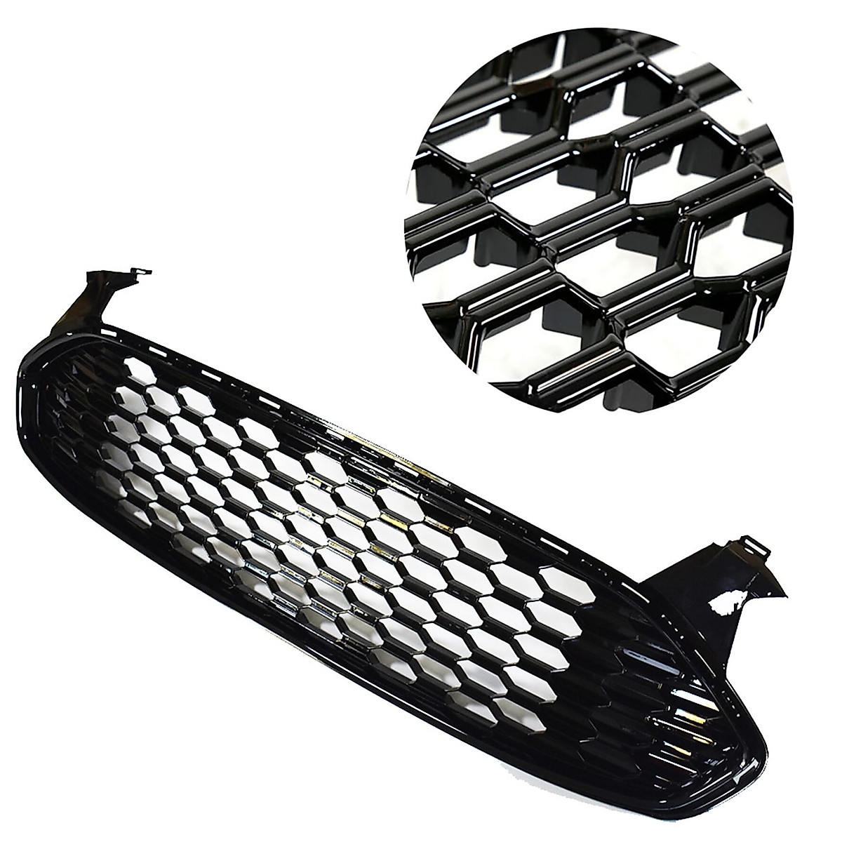 munirater Front Hood Bumper Grill Honeycomb Mustang Style Gloss Black Grille Cover Replacement for 2013-2016 Fusion